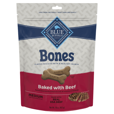 BLUE Bones Crunchy Dog Biscuits - Medium Bones with Real Beef