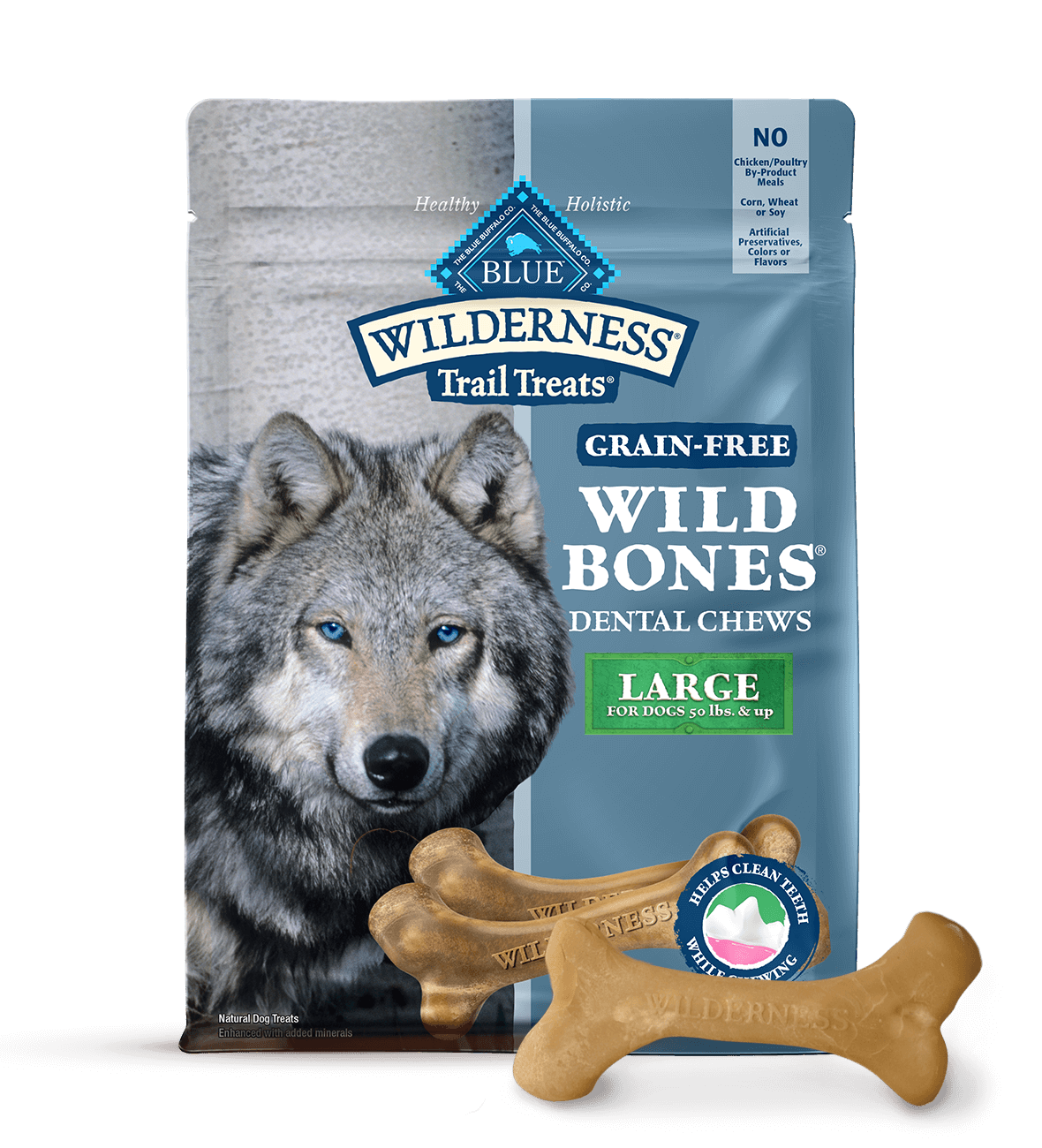BLUE Wilderness Dental Chews Dog Treats Large Size Wild Bones